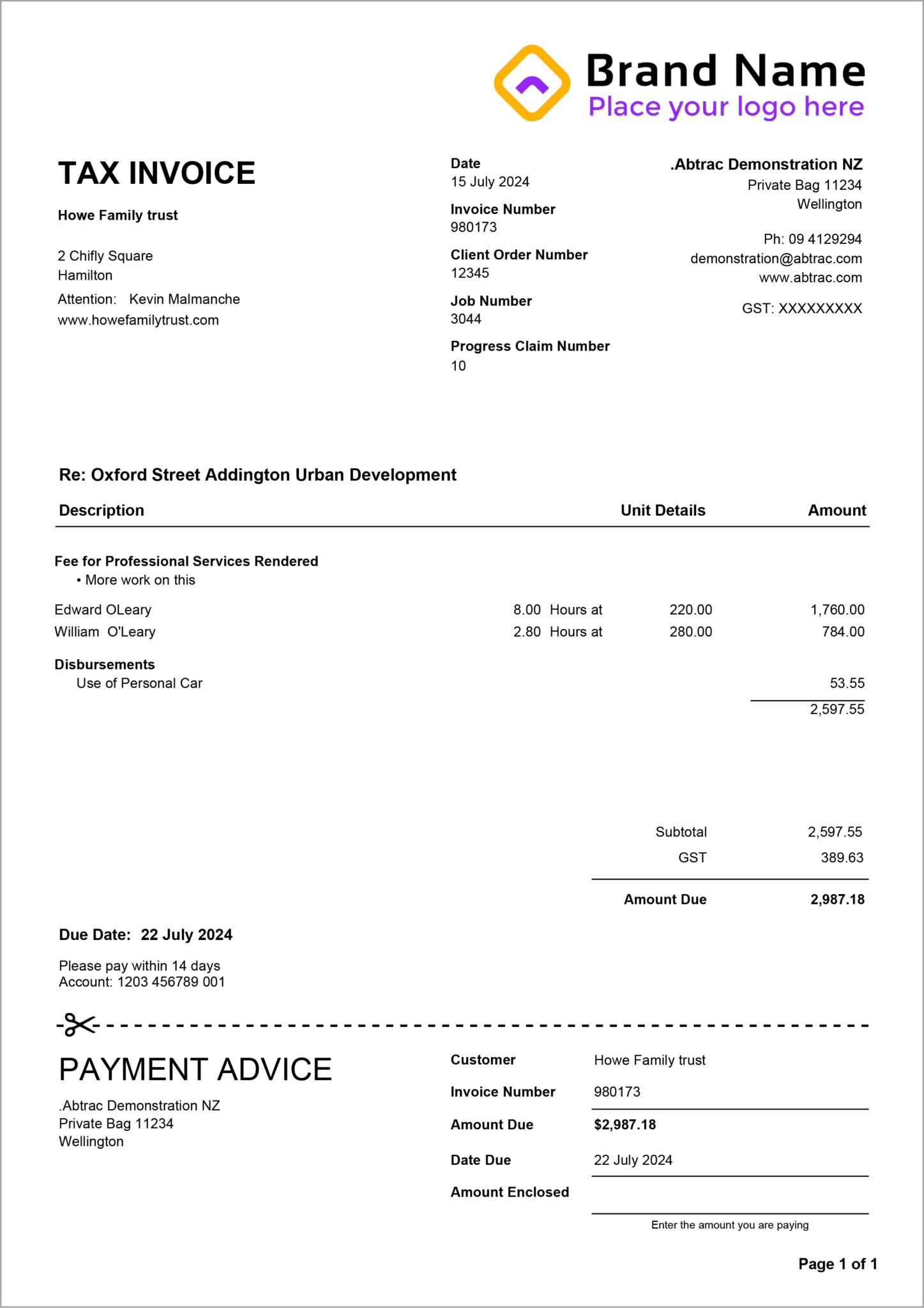 Invoice Template Modification examples – Abtrac Support