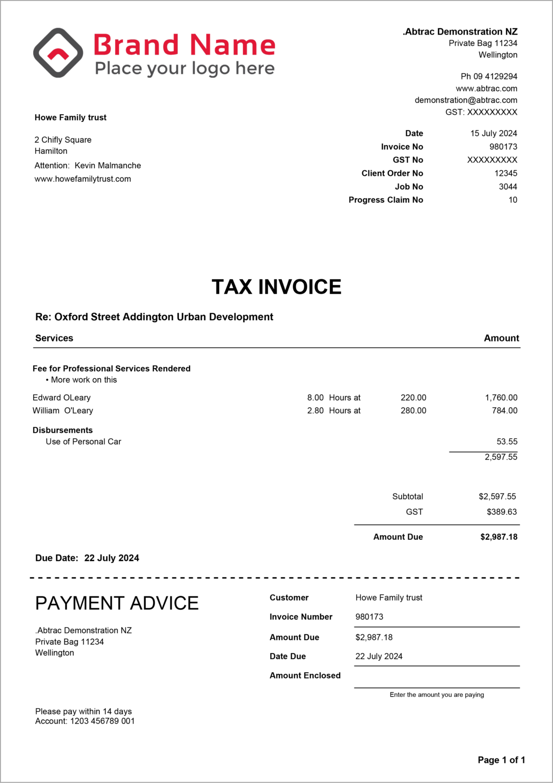 Invoice Template Modification examples – Abtrac Support