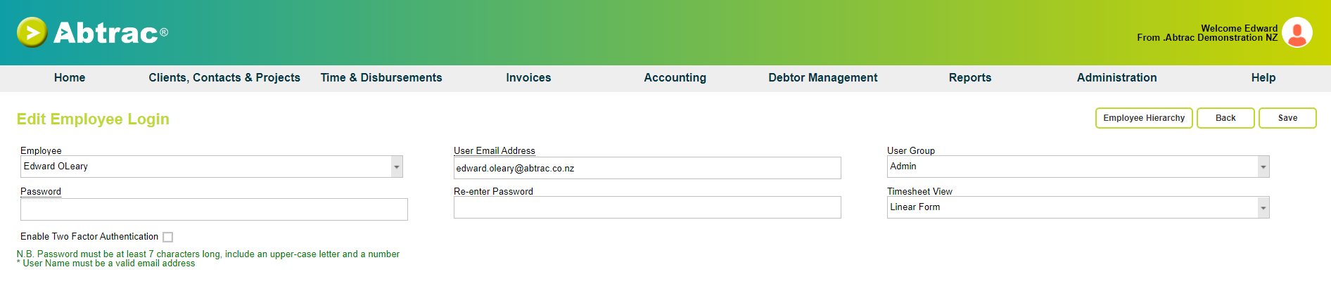 Abtrac Login : Changing your login and password – Abtrac Support