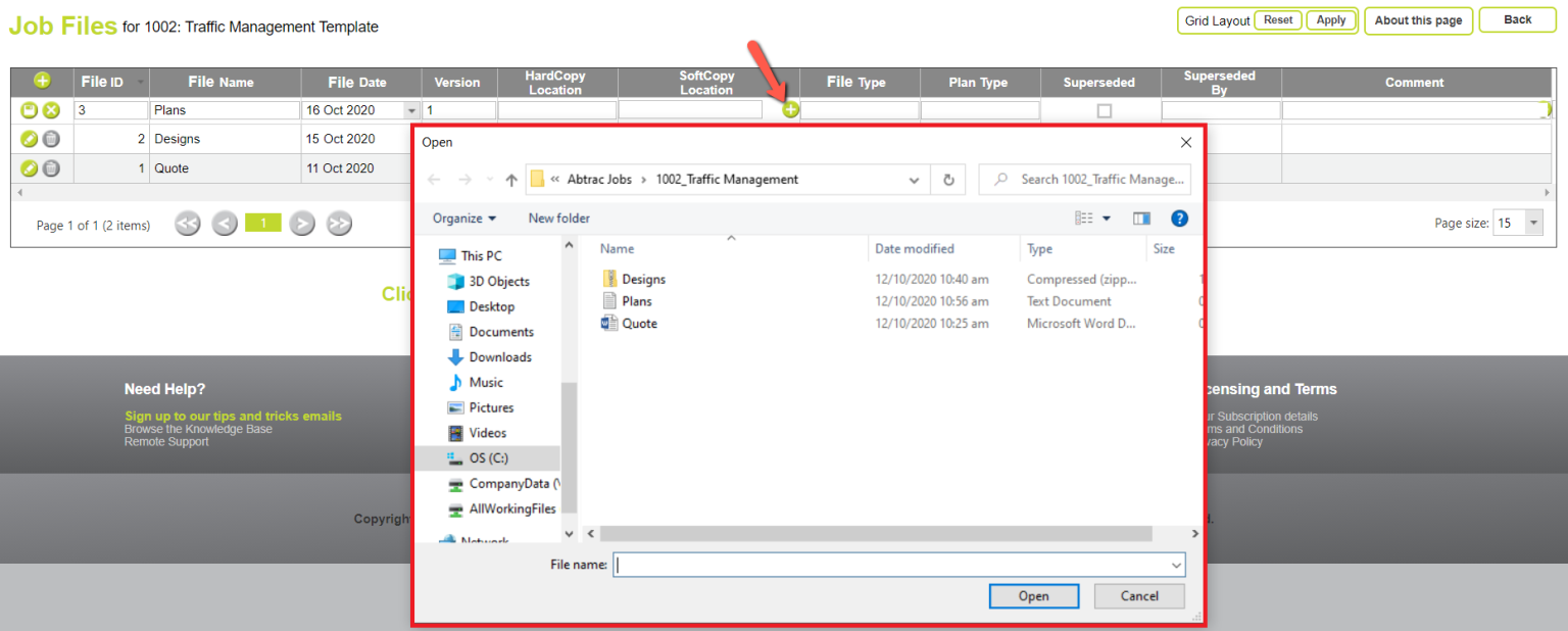 Job Files (Managing Project Files and Documents) – Abtrac Support