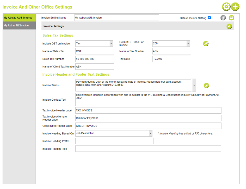 Set up guide: Getting ready for invoicing – Abtrac Support
