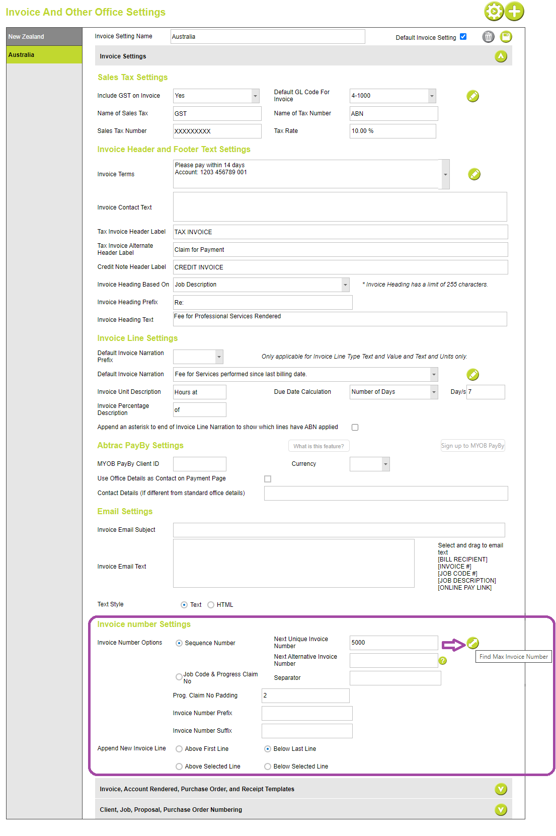 Invoice Numbers – Abtrac Support