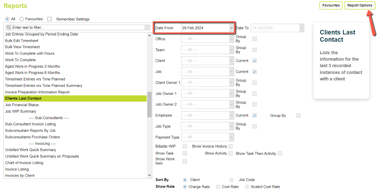 Clients Last Contact Report – Abtrac Support