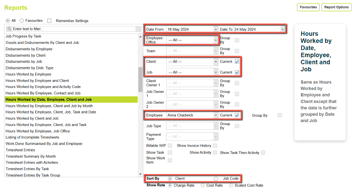 Hours Worked by Date, Employee, Client and Job Report – Abtrac Support