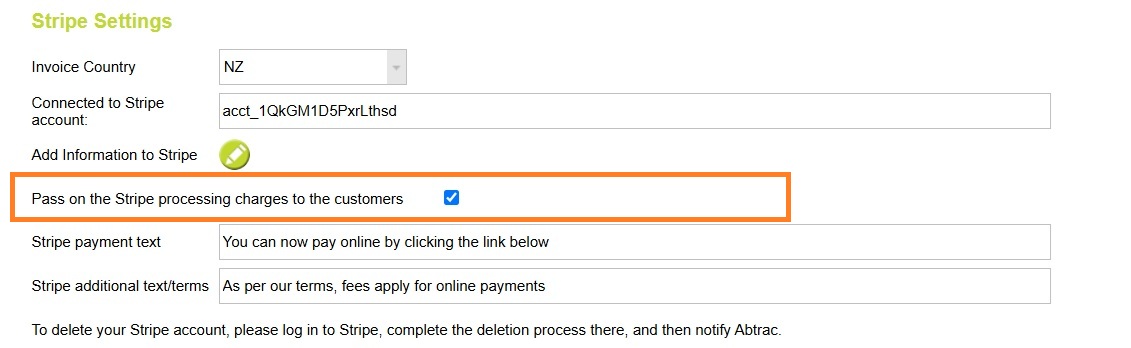 Stripe Invoice Payment Fees – Abtrac Support