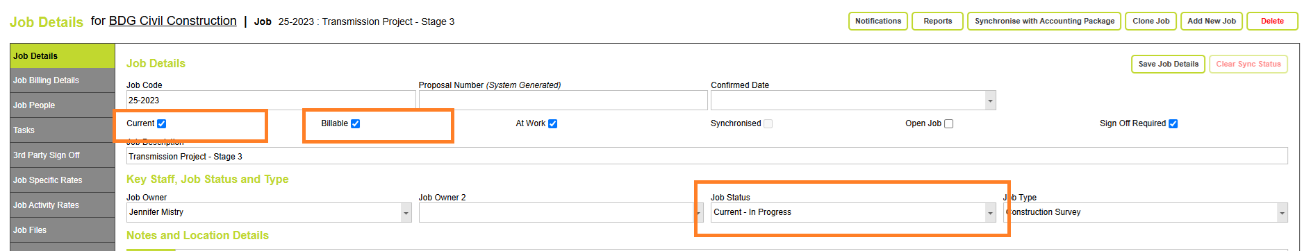 Job Status (Project Status) – Abtrac Support