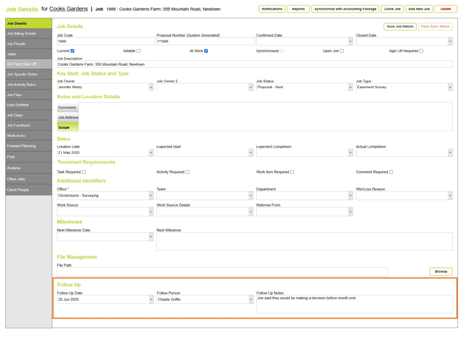 Proposal Job Follow ups – Abtrac Support