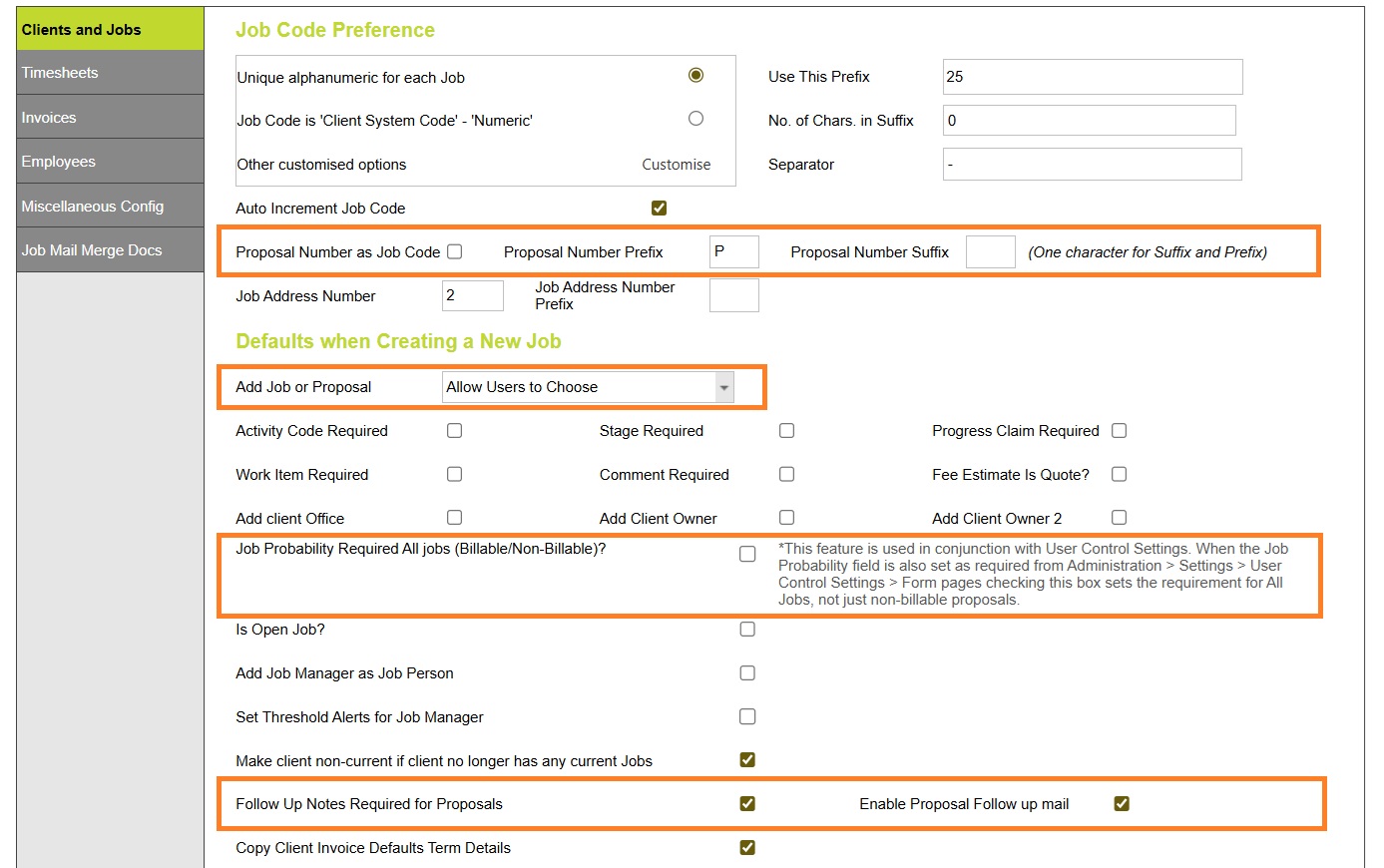 Administration Settings for Proposals – Abtrac Support