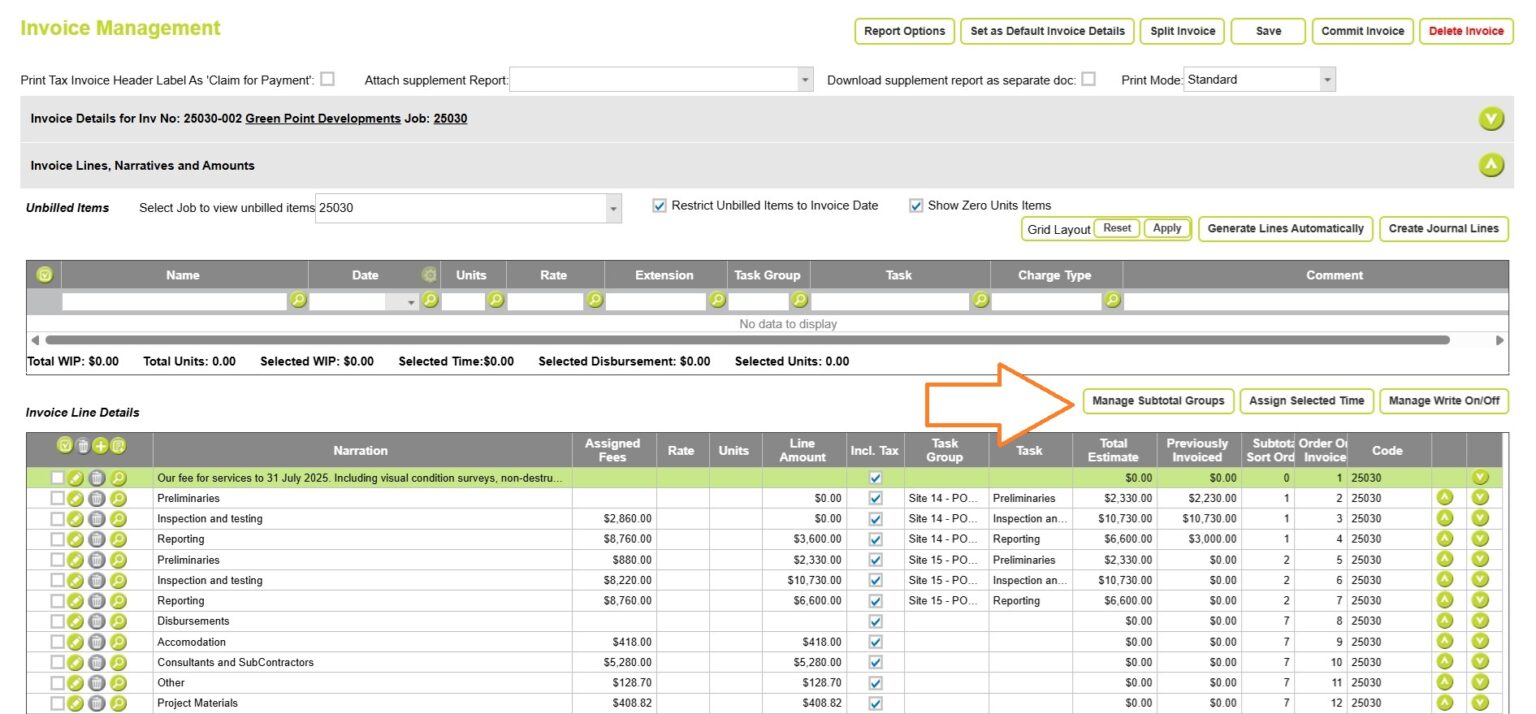 Invoice Subtotals & Line Groups – Abtrac Support